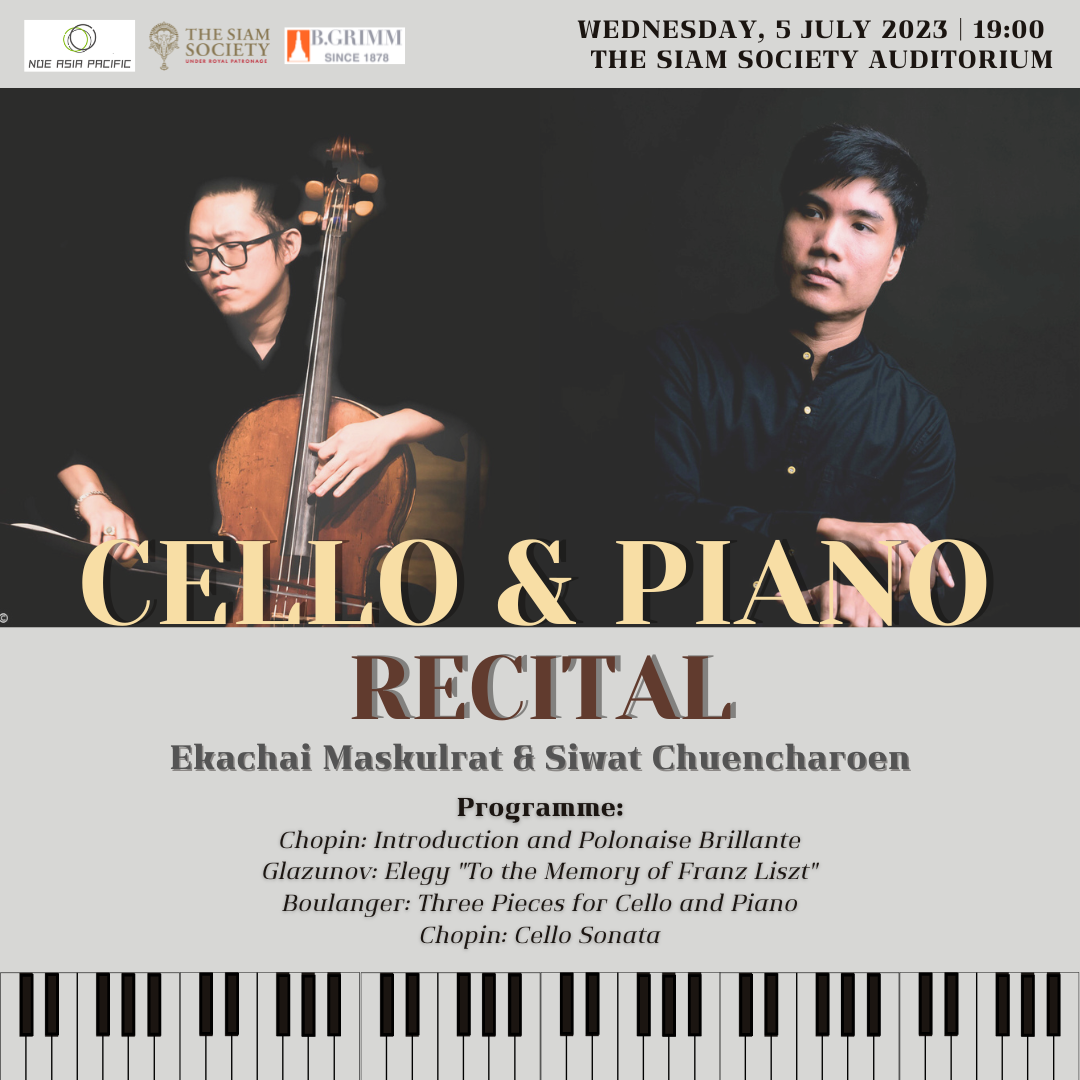 Cello – Piano Duo by San Jittakarn & Noa Chorin | The Siam Society ...
